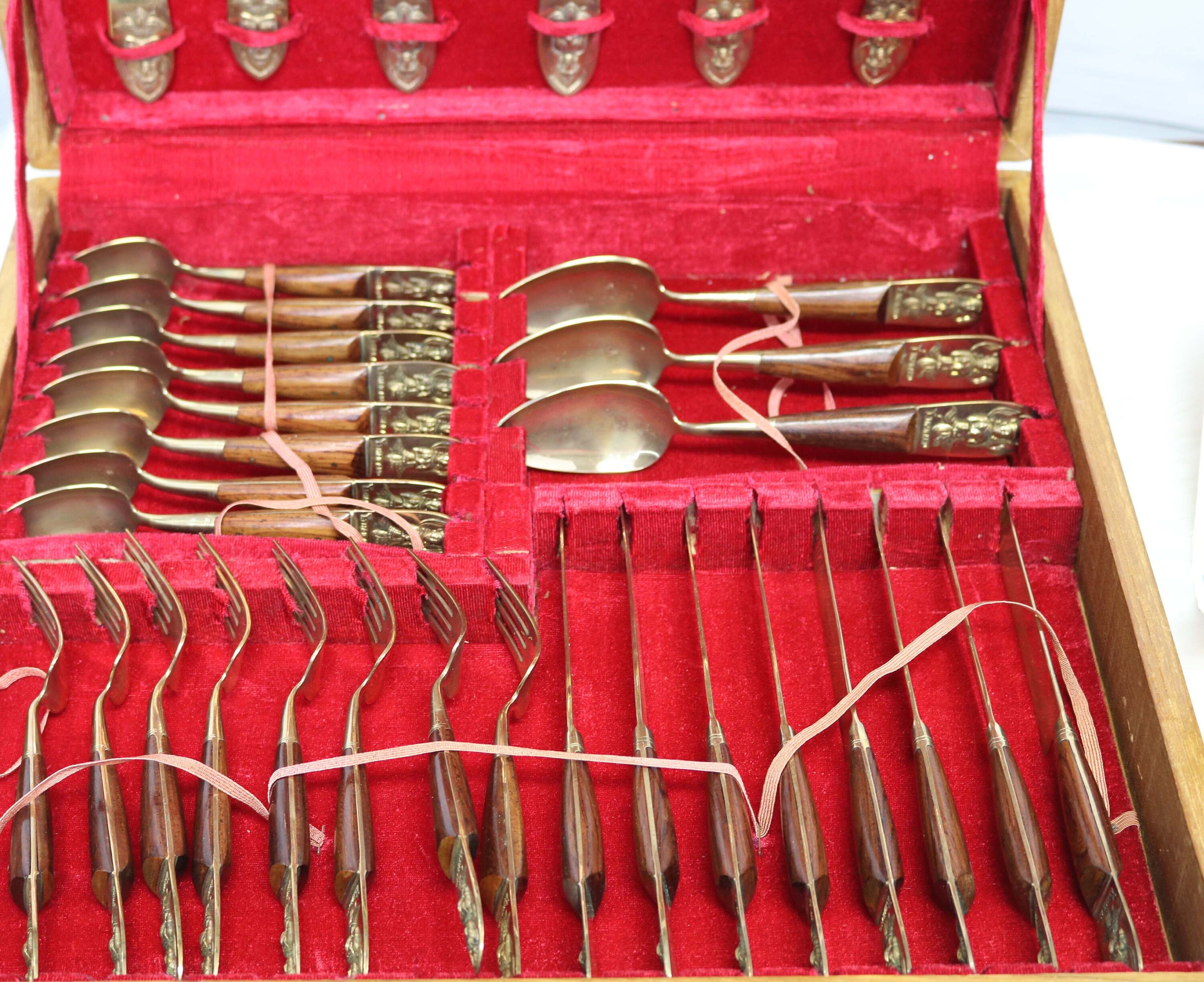 Mid-century Modern Thai Siam Buddaha Brass and Rosewood Flatware ...