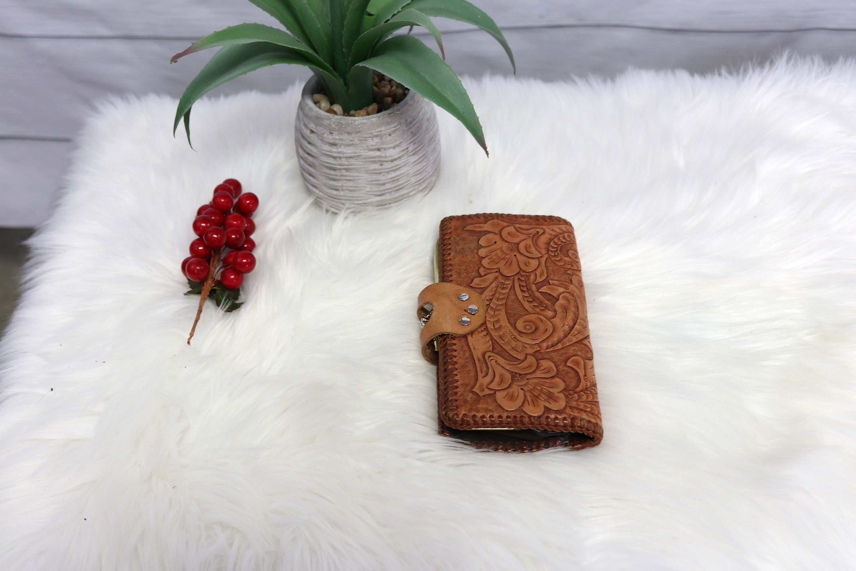 Hand Tooled Ladies Wallet, Western Style, Leather Wallet, Womens Wallet ...