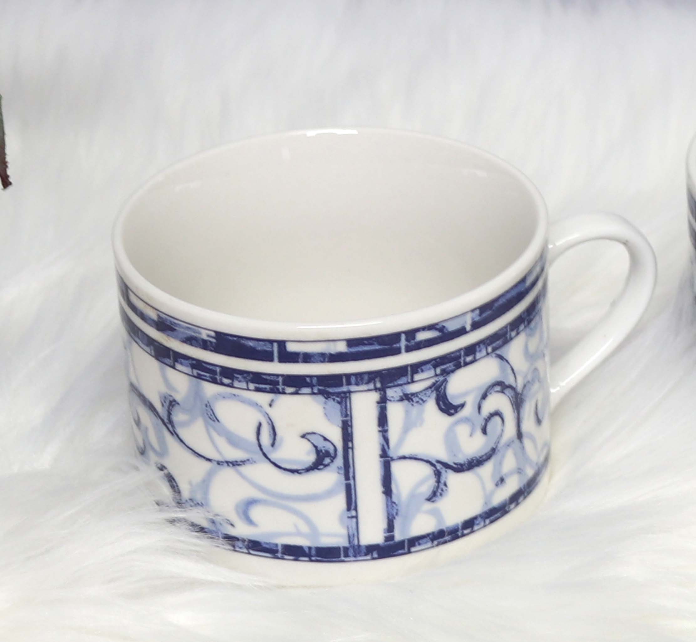 4 Pc. Set Vintage Oneida Breton Blue Pattern Coffee Cup, Flat Cup ...