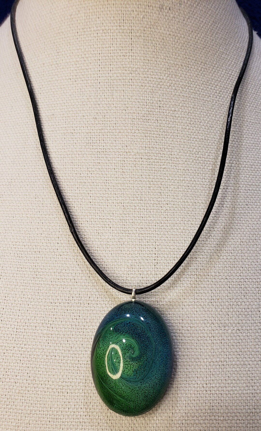 Cool Green Wave Pattern in This Handmade Pendant Necklace. - Etsy