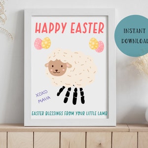 Easter Lamb Fingerprint Art Easter Handprint Craft Easter Crafts ...