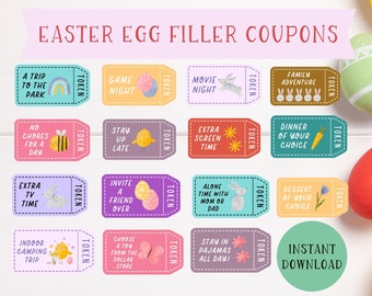 Printable Easter Egg Filler Coupons Kid's Holiday Coupons - Etsy