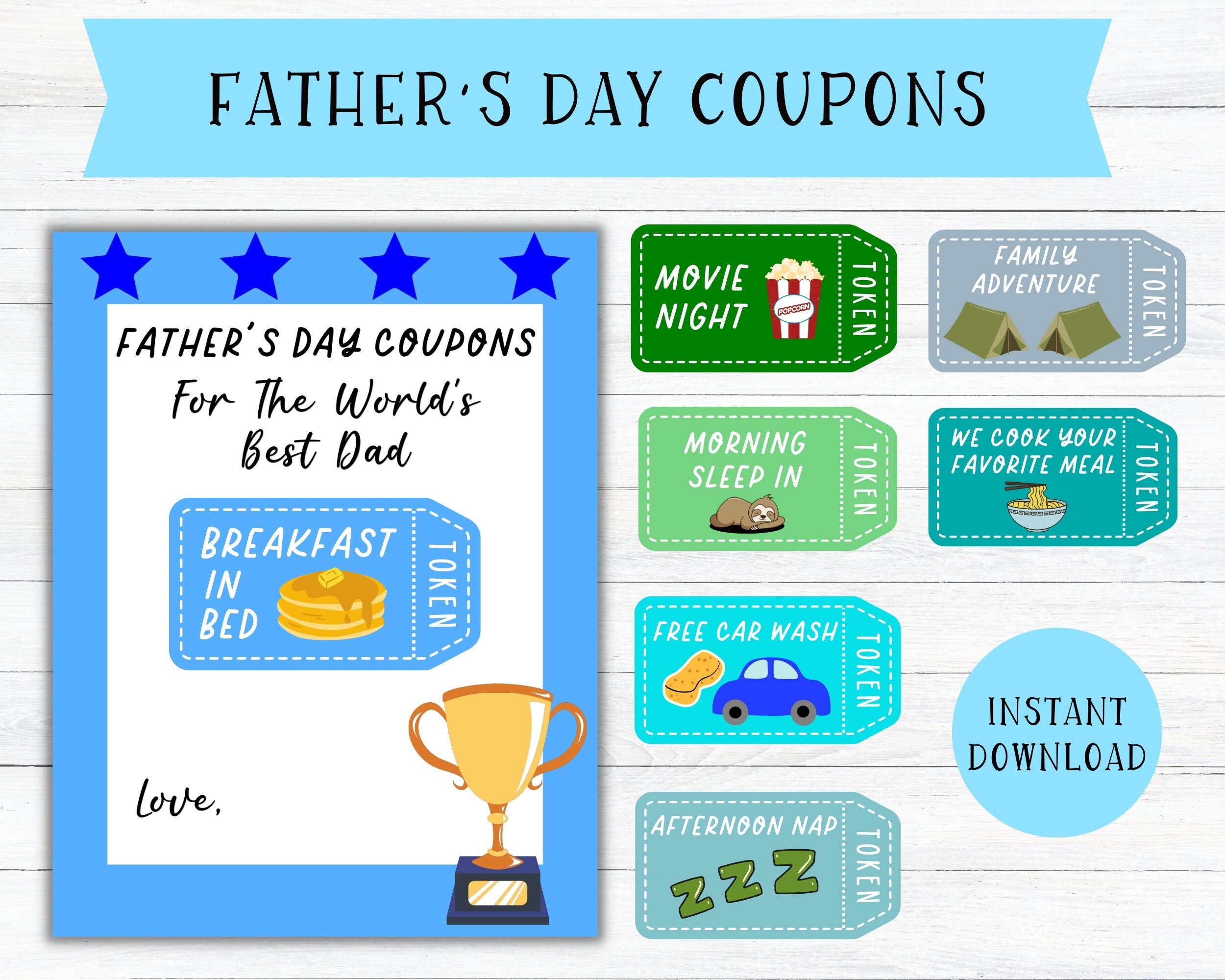 Father's Day Coupons | Coupon Book | Dad Coupon Book | Printable ...