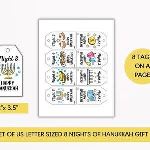 8 Nights of Hanukkah Gift Tags Printable, Hanukkah Printable, Happy ...
