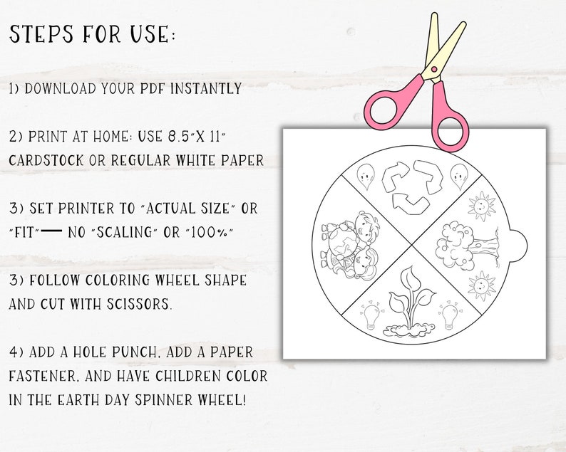 Earth Day Coloring Spinner Wheel for Kids | Earth Day Activities ...