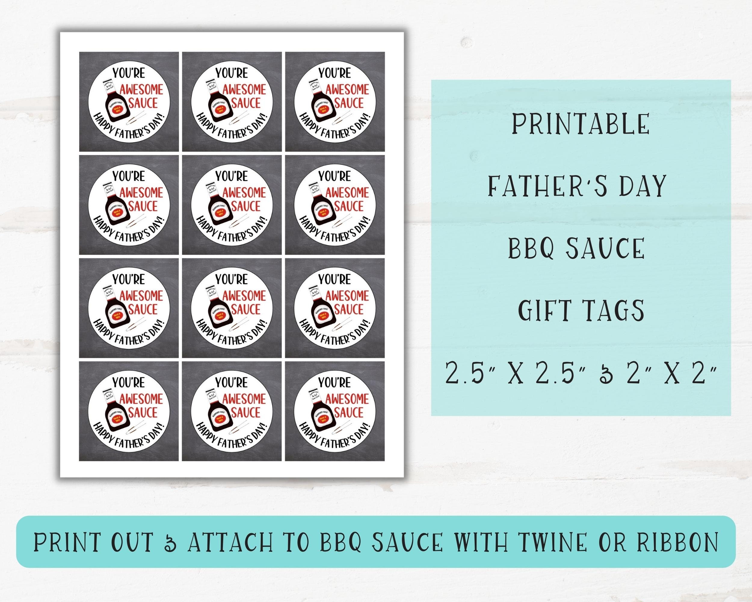 Father's Day Awesomesauce BBQ Sauce Gift Tags Father's Day Gift Tag ...