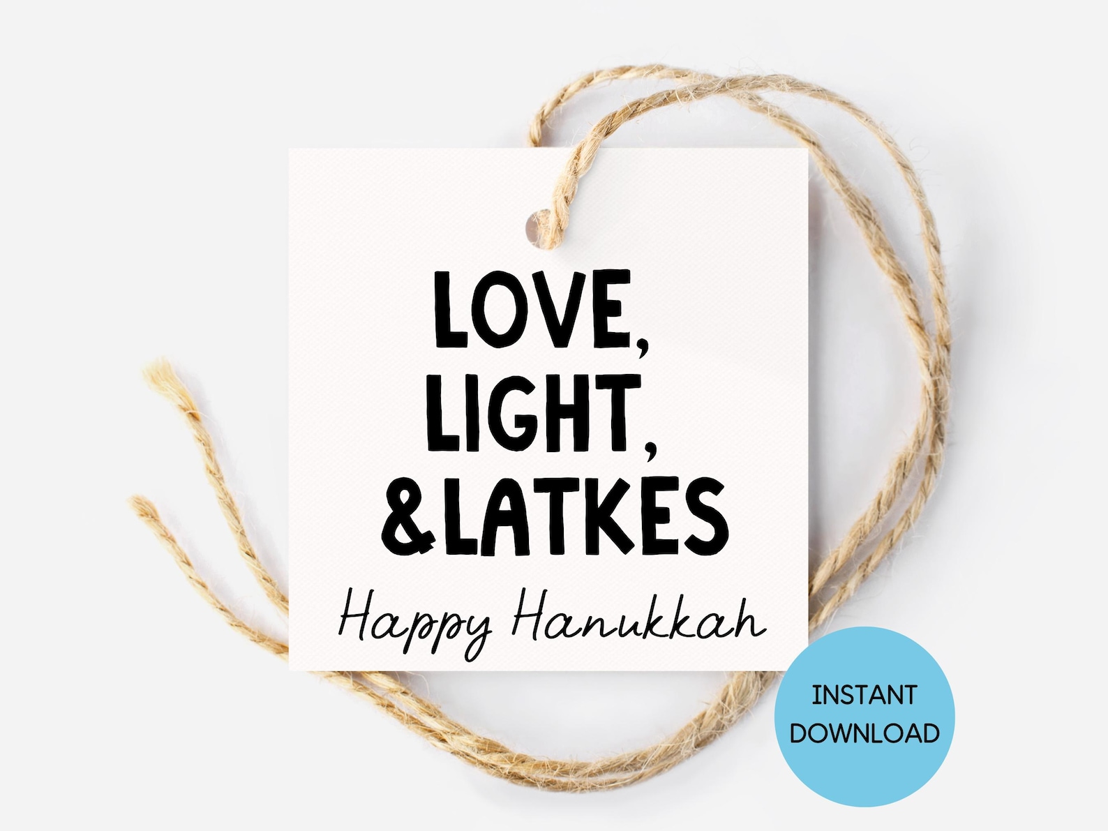Hanukkah Love Light & Latkes Gift Tag Printable, Minimalist Hanukkah ...