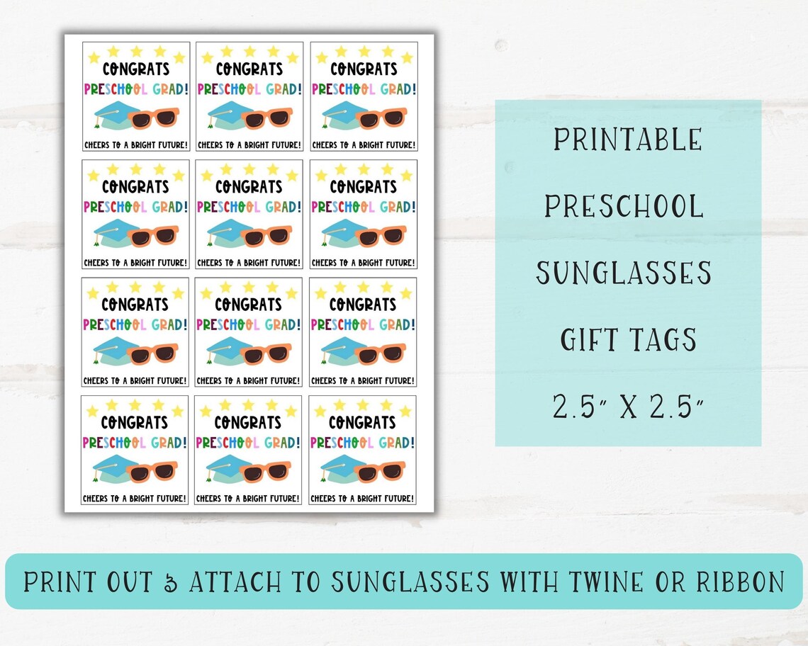 Pre-k Sunglasses Tags Sunglasses Favor Tag Sunglasses Gift Tag ...