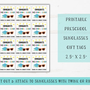 Pre-k Sunglasses Tags | Sunglasses Favor Tag | Sunglasses Gift Tag ...