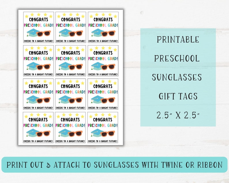 Pre-k Sunglasses Tags Sunglasses Favor Tag Sunglasses Gift Tag ...