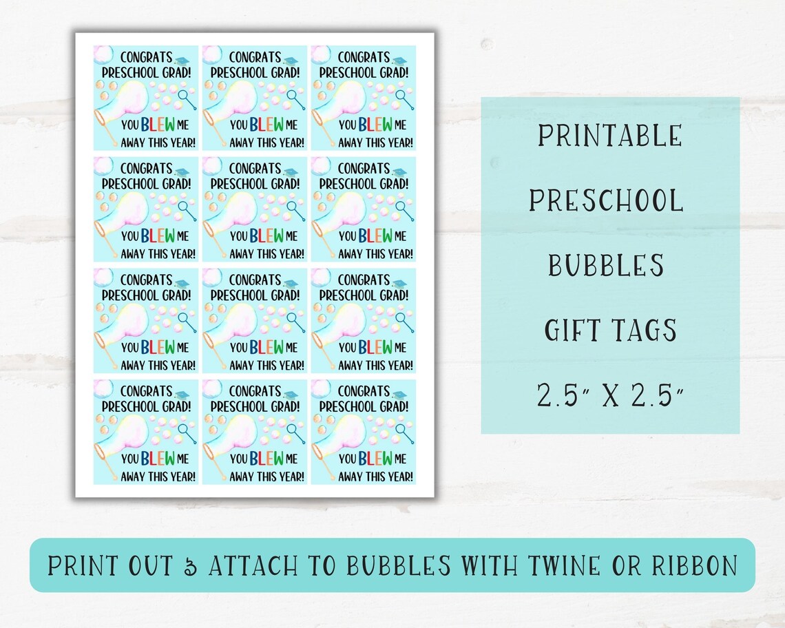 Preschool Graduation Bubbles Gift Tags You Blew Me Away This - Etsy