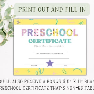 Editable Preschool Graduation Certificate | Preschool Diploma ...