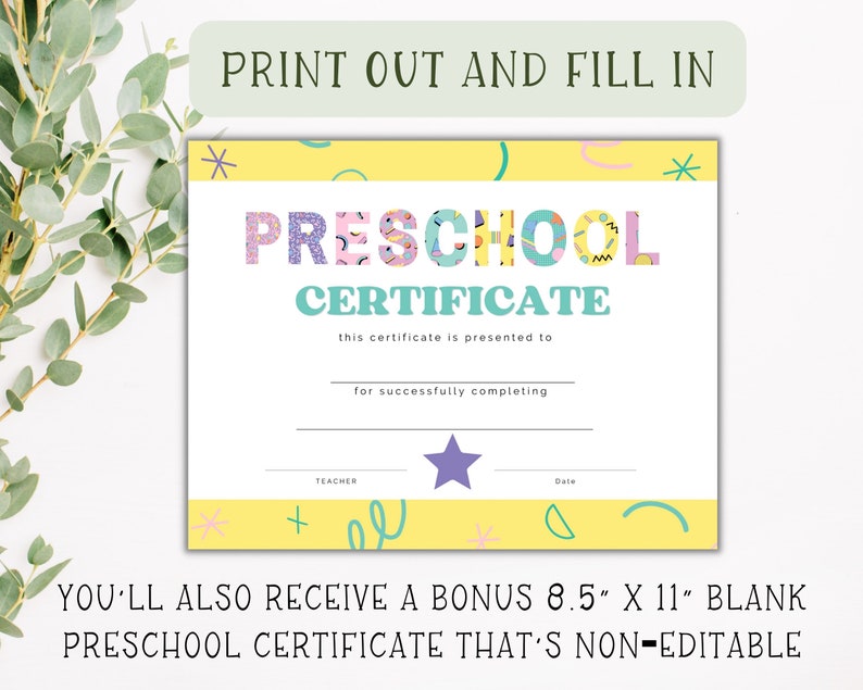 Editable Preschool Graduation Certificate | Preschool Diploma ...
