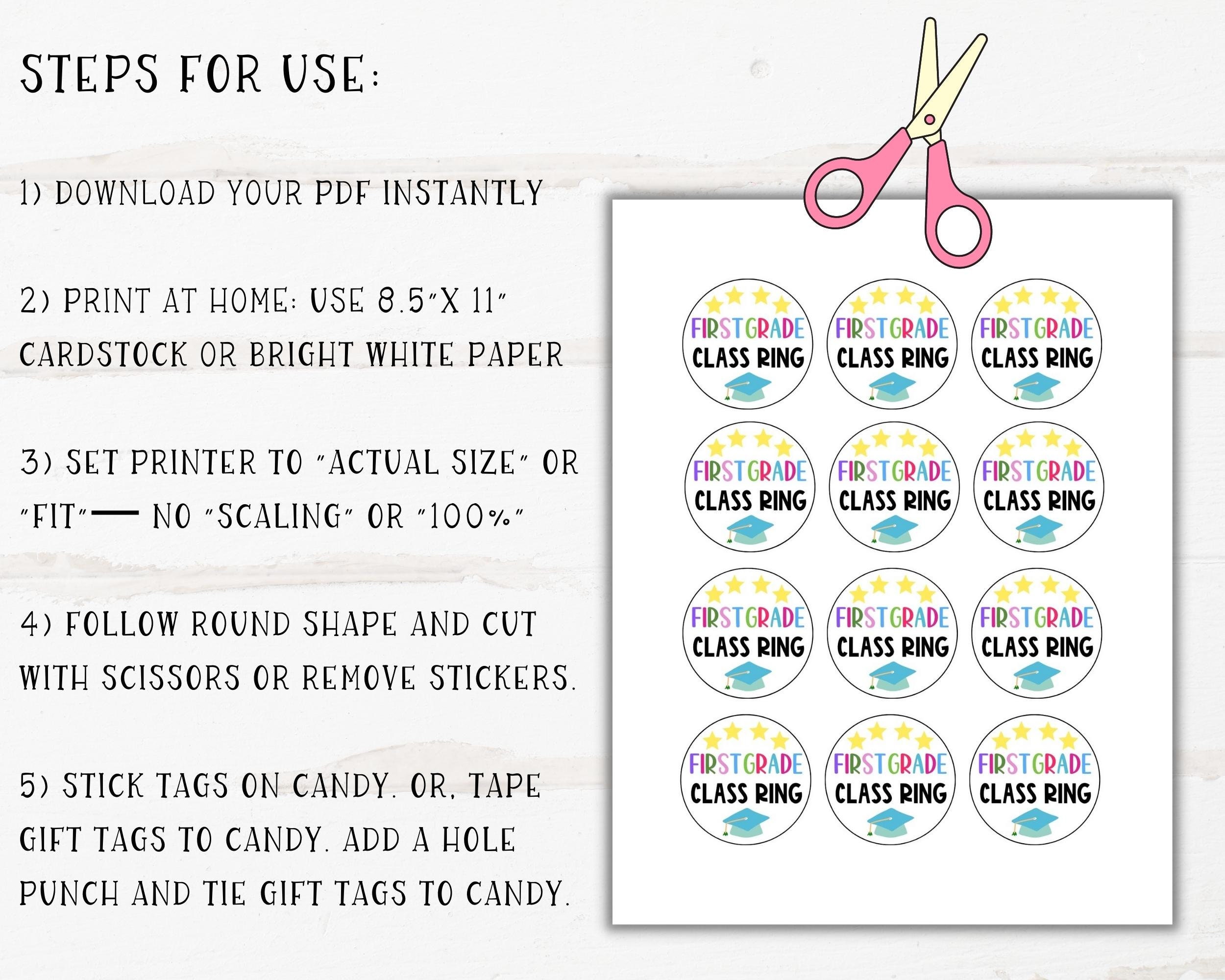 First Grade Graduation Class Ring Gift Tags or Stickers 1st Grade ...