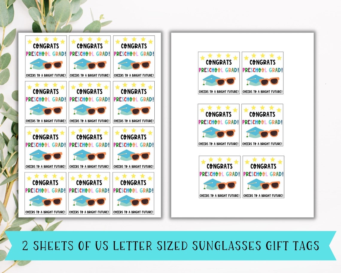 Pre-k Sunglasses Tags Sunglasses Favor Tag Sunglasses Gift Tag ...