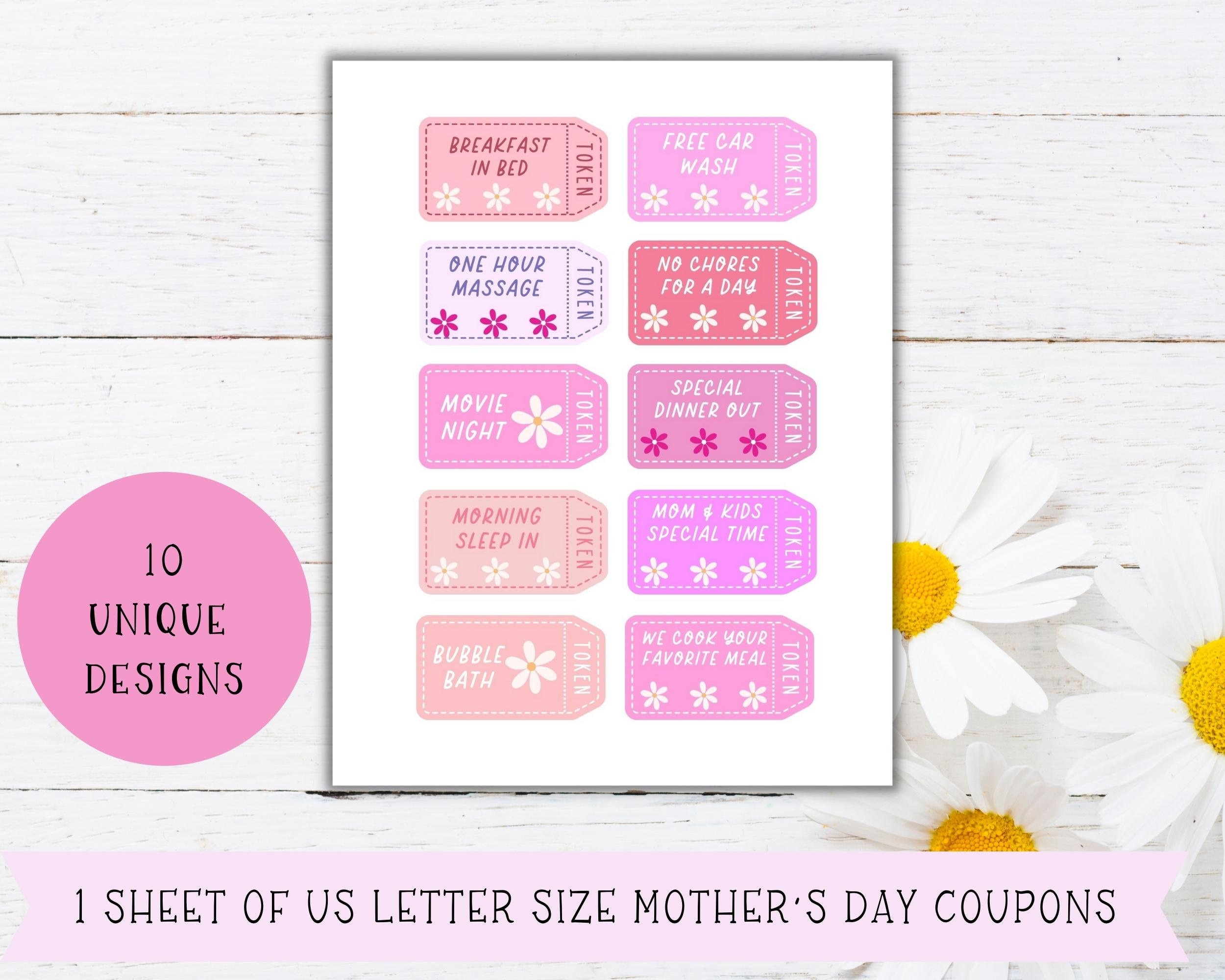 Mother's Day Coupons | Printable Coupon Book | Coupon Book for Mom ...