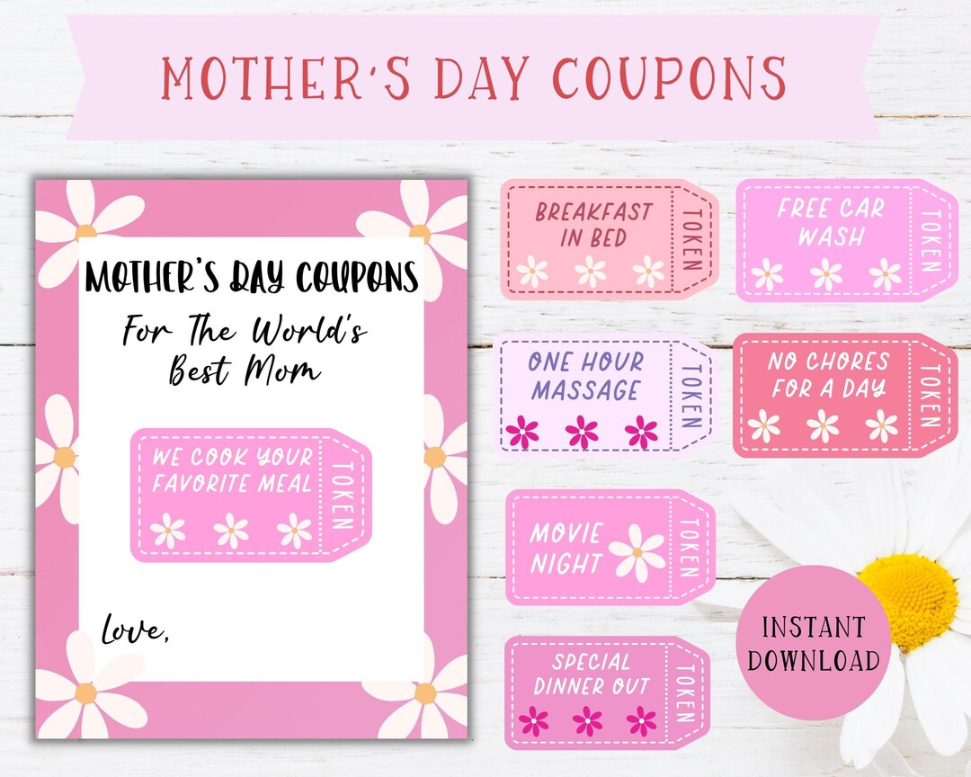 Mother's Day Coupons | Printable Coupon Book | Coupon Book for Mom ...