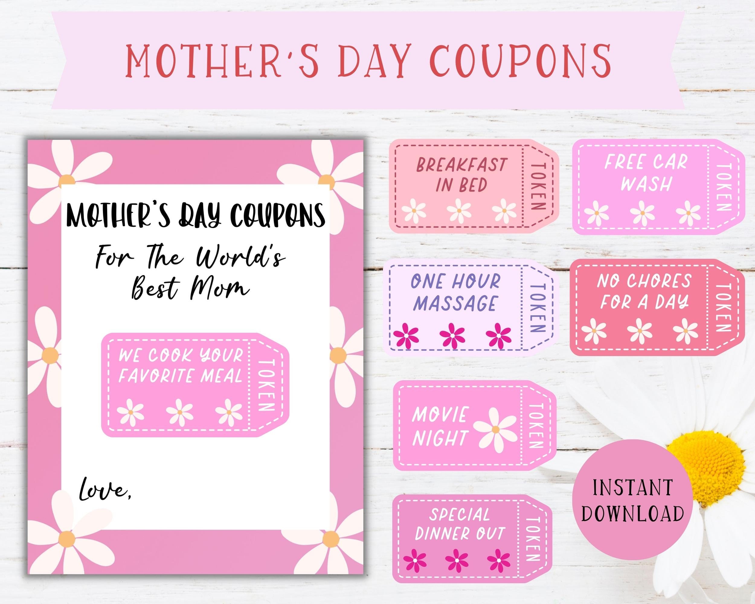 Mother's Day Coupons | Printable Coupon Book | Coupon Book for Mom ...