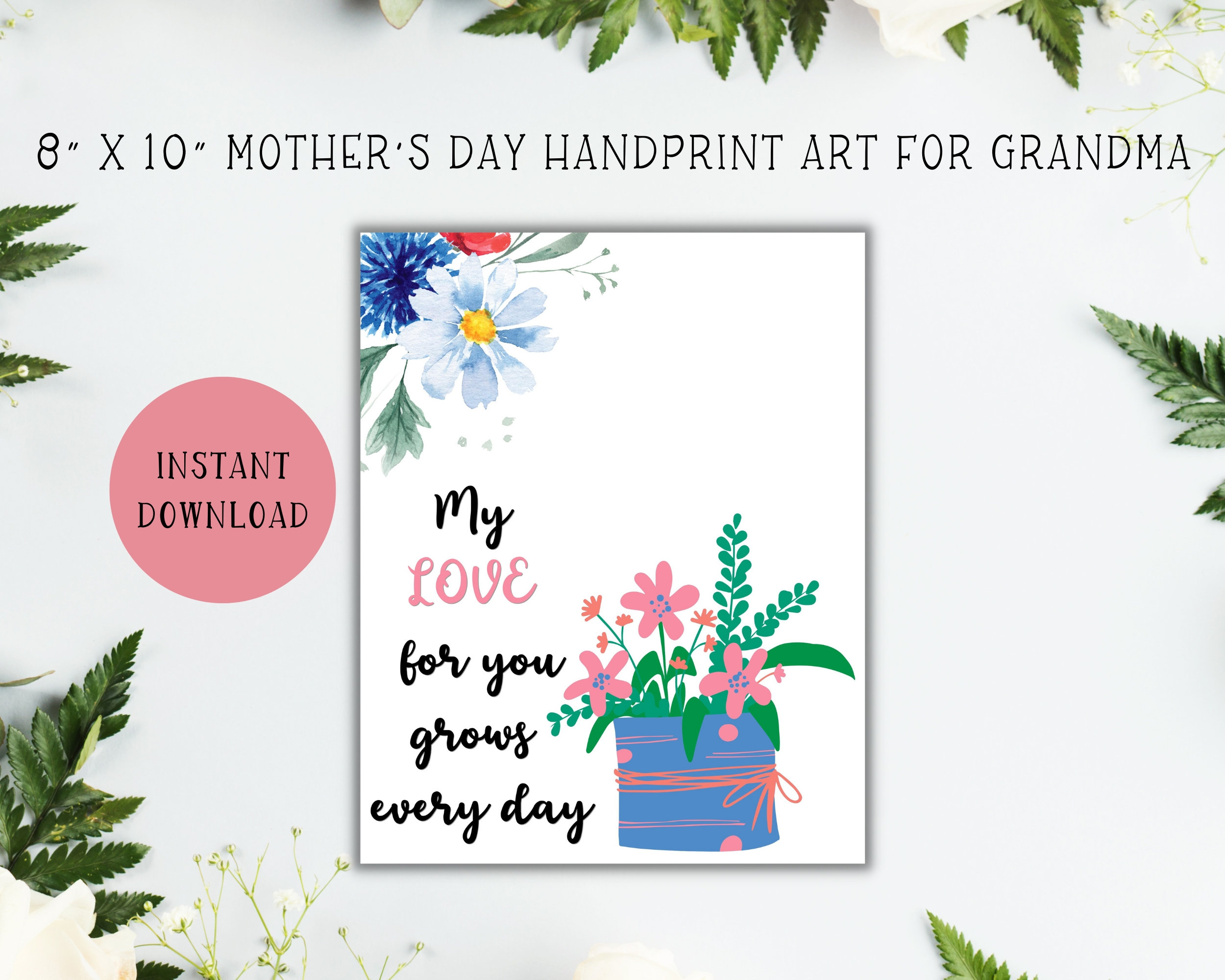 Mother's Day Handprint Art for Grandma | Printable Gift From Grandkids ...