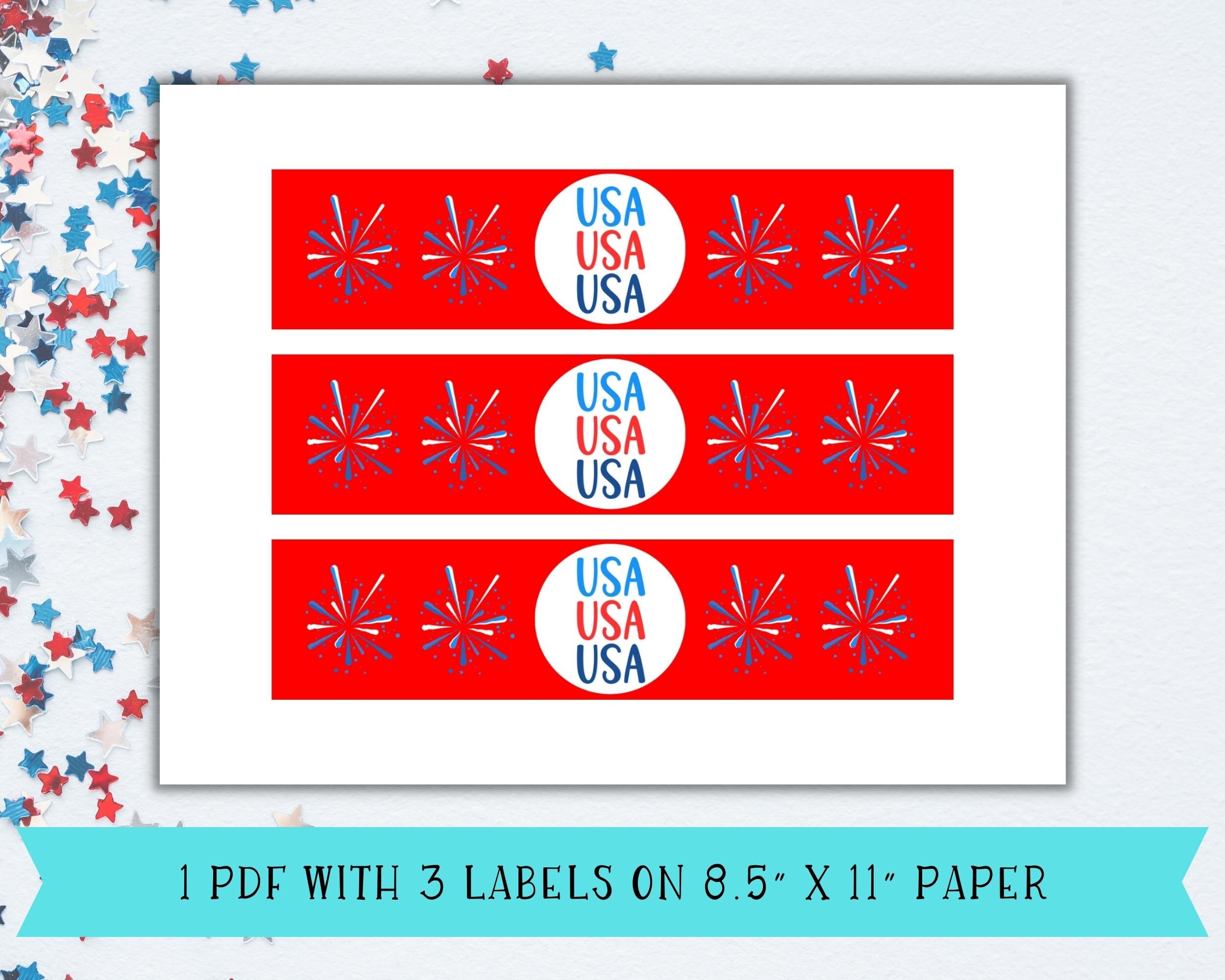 4th of July USA Water Bottle Label | Water Bottle Stickers | Patriotic ...