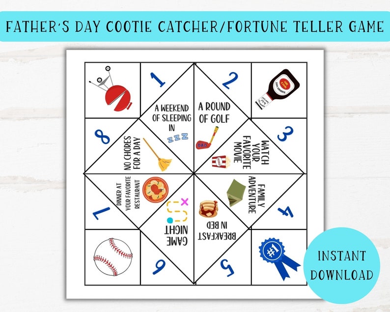 Father's Day Cootie Catcher | Fortune Teller Game | Father's Day Games ...