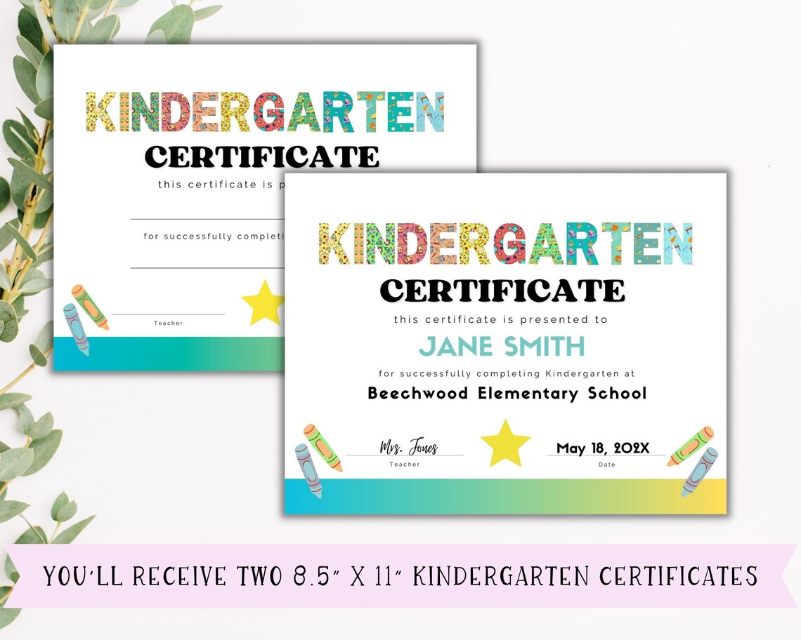Editable Kindergarten Graduation Certificate Kindergarten Diploma ...