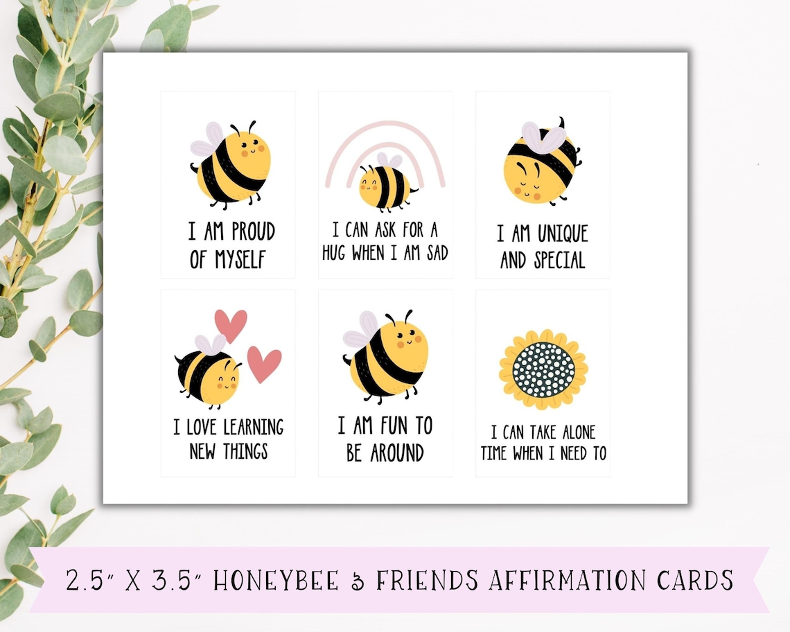 Honeybee Positive Affirmation Cards for Kids | Printable Affirmation ...