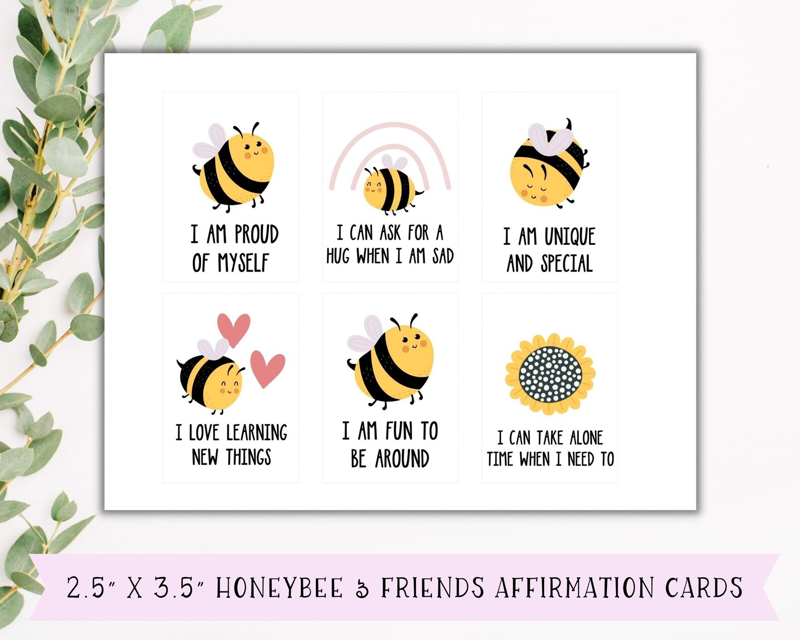 Honeybee Positive Affirmation Cards for Kids | Printable Affirmation ...