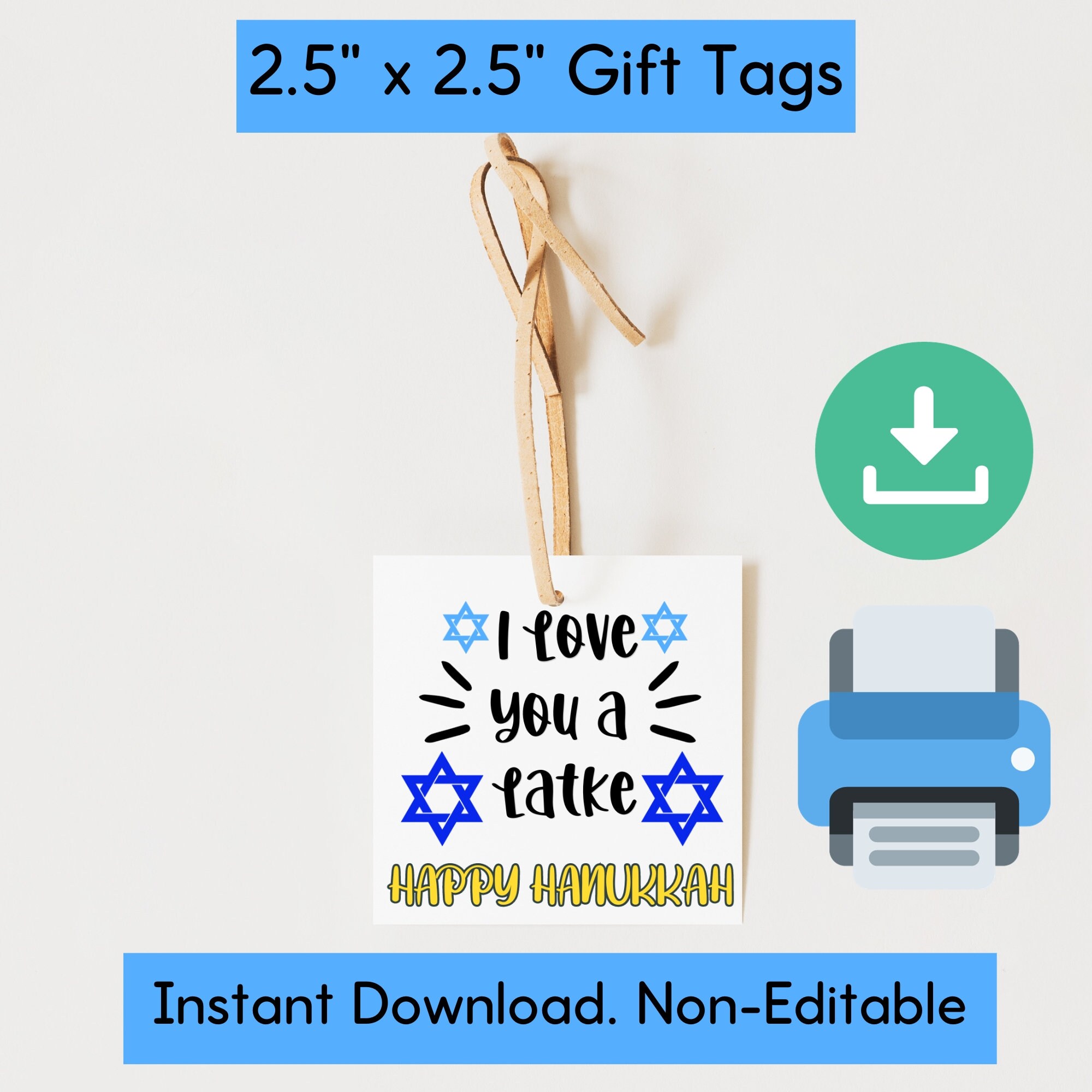 Printable Hanukkah Gift Tags, I Love You a Latke, Happy Hanukkah Gift ...