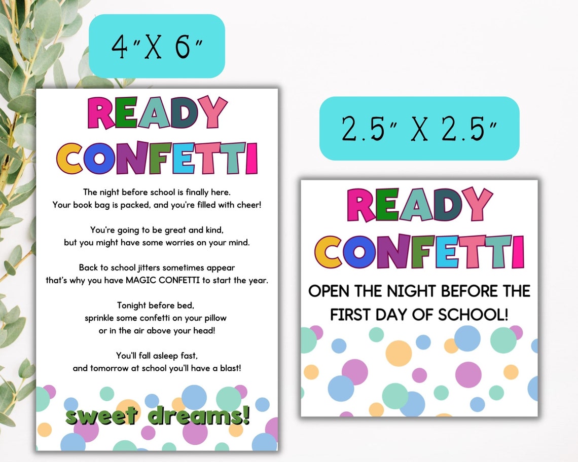 Ready Confetti Poem & Gift Tags | School Confetti | Ready Confetti Tag ...
