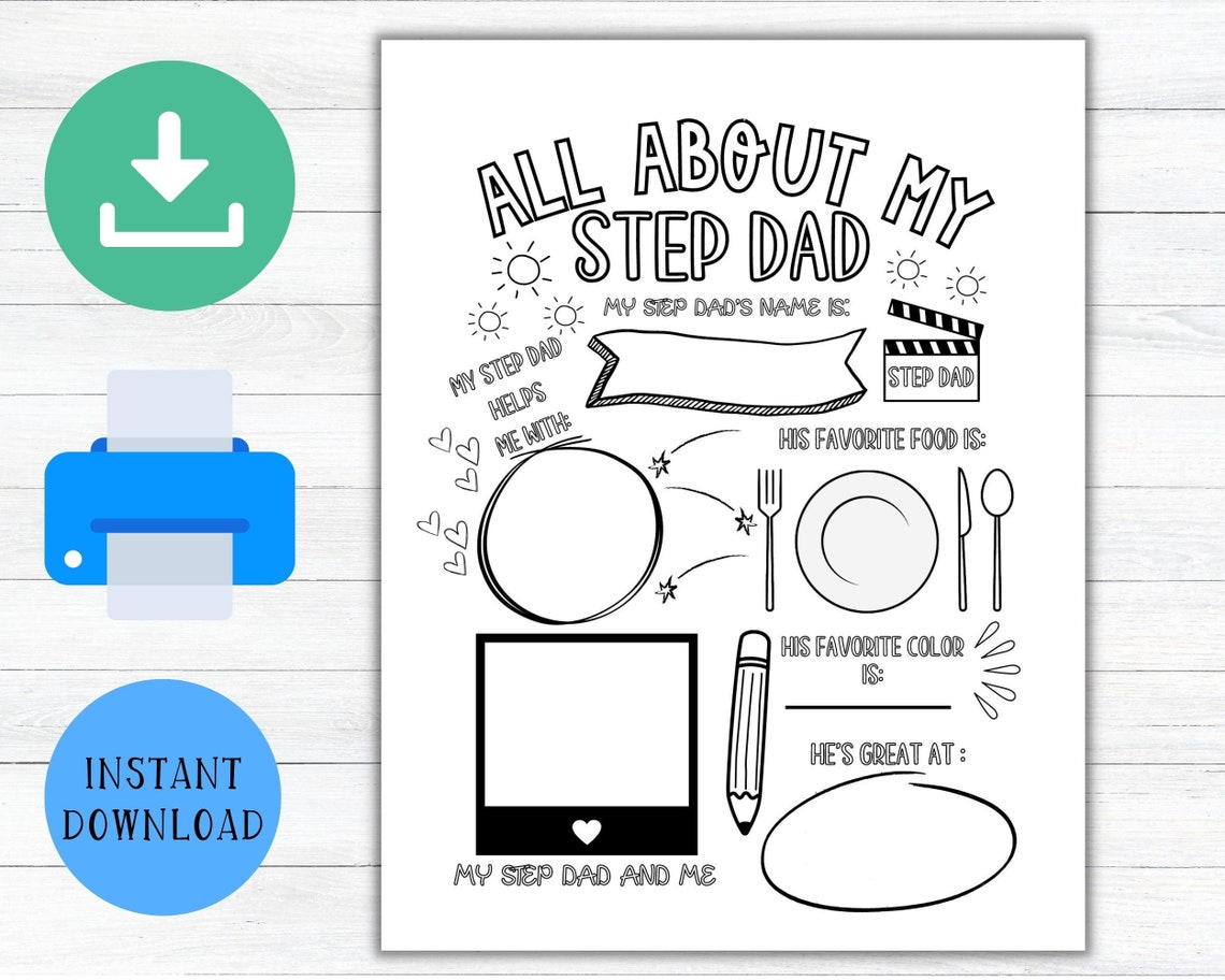 All About My Step Dad Printable Fill in the Blank | Father's Day ...