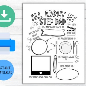 All About My Step Dad Printable Fill in the Blank | Father's Day ...