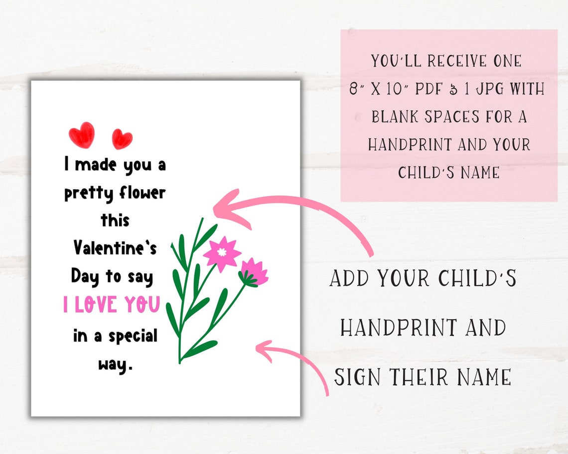 Valentine's Day Handprint Art Poem Printable Valentine's Day Craft for ...