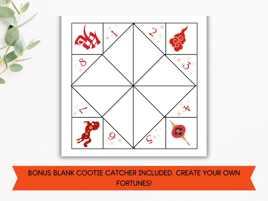 Printable Lunar New Year Cootie Catcher, Chinese New Year Fortune ...