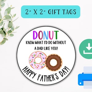 Father's Day Donut Gift Tag or Stickers | Father's Day Favor Tag ...