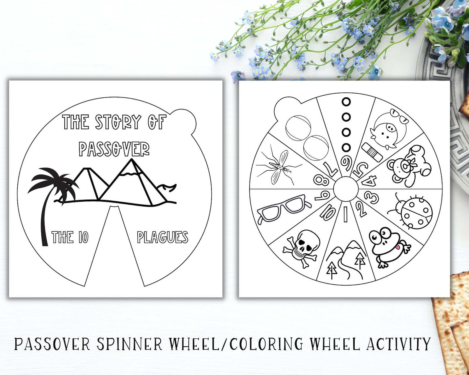 Ten Plagues of Passover Printable Spinner Coloring Wheel | Passover ...