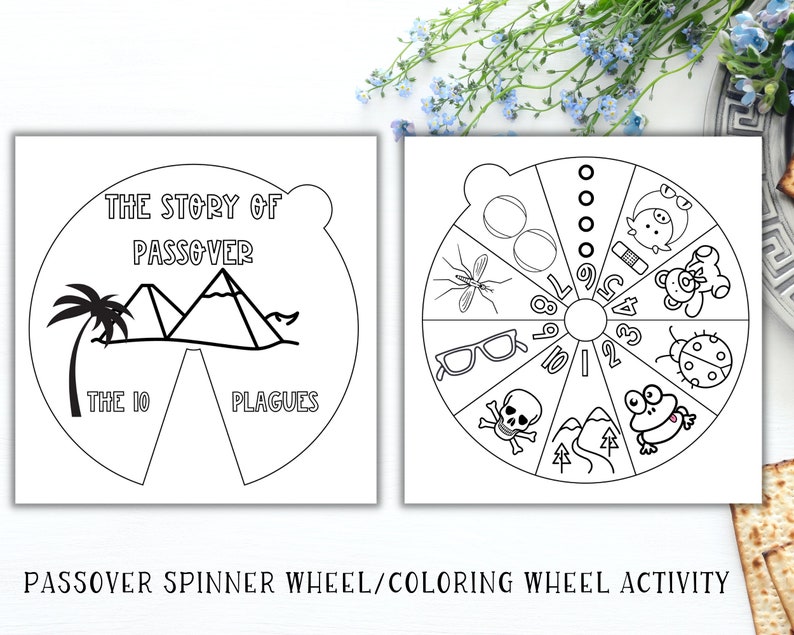 Ten Plagues of Passover Printable Spinner Coloring Wheel Passover ...