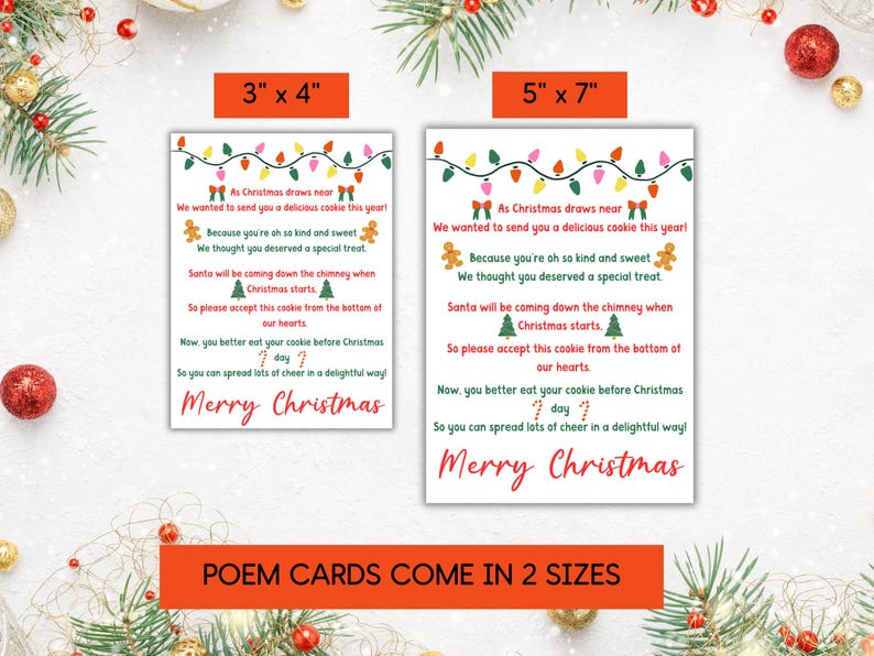 Christmas Cookie Poem Printable, Christmas Cookie Tag, Cookie Packaging ...