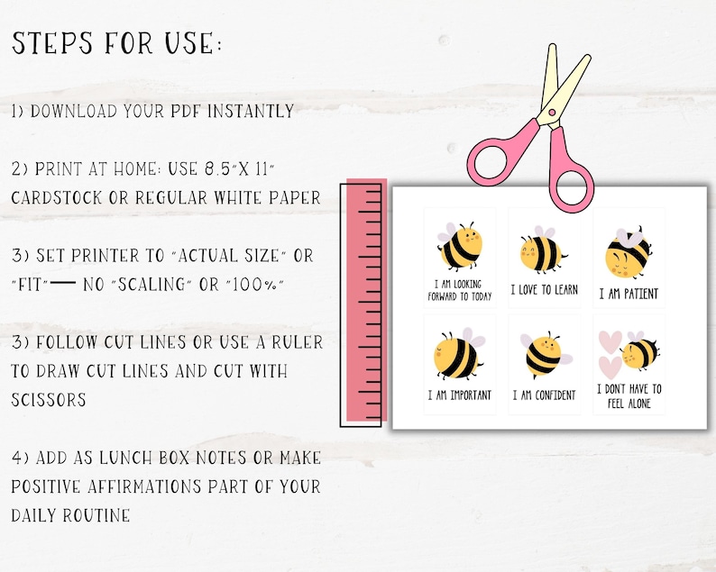 Honeybee Positive Affirmation Cards for Kids | Printable Affirmation ...