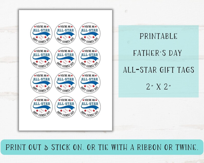 Father's Day All-star Gift Tag or Stickers Father's Day Cookie Tag ...