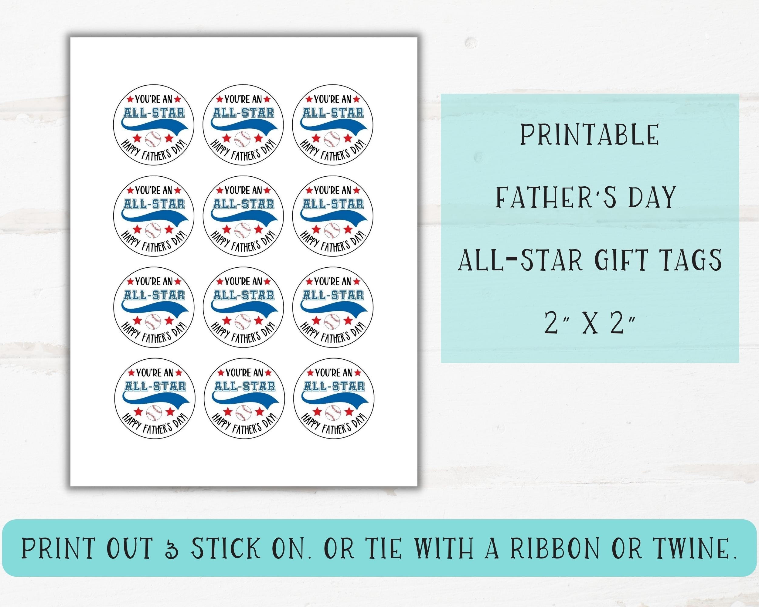 Father's Day All-star Gift Tag or Stickers | Father's Day Cookie Tag ...