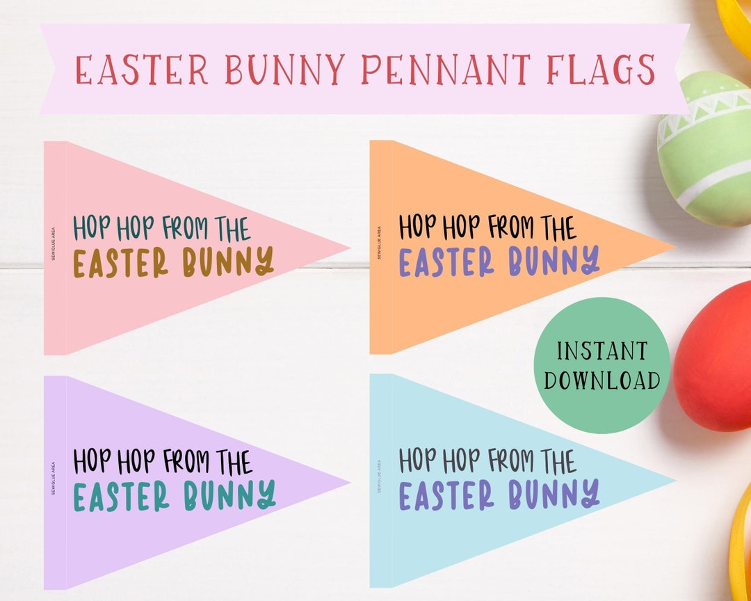 Easter Bunny Pennant Flag Printable | Easter Pennant Flag | Easter ...