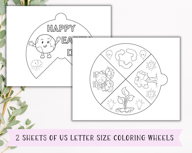 Earth Day Coloring Spinner Wheel for Kids | Earth Day Activities ...