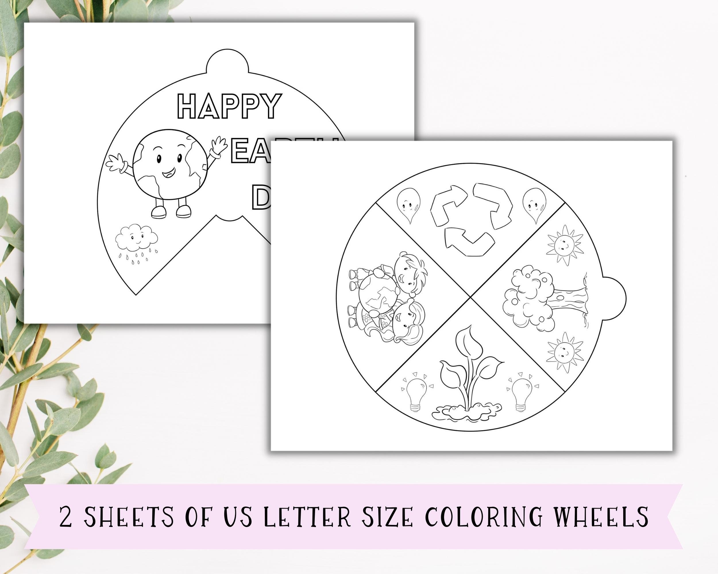 Earth Day Coloring Spinner Wheel for Kids | Earth Day Activities ...