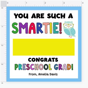 You Are Such A Smartie Preschool Graduation Gift Tag Printable ...