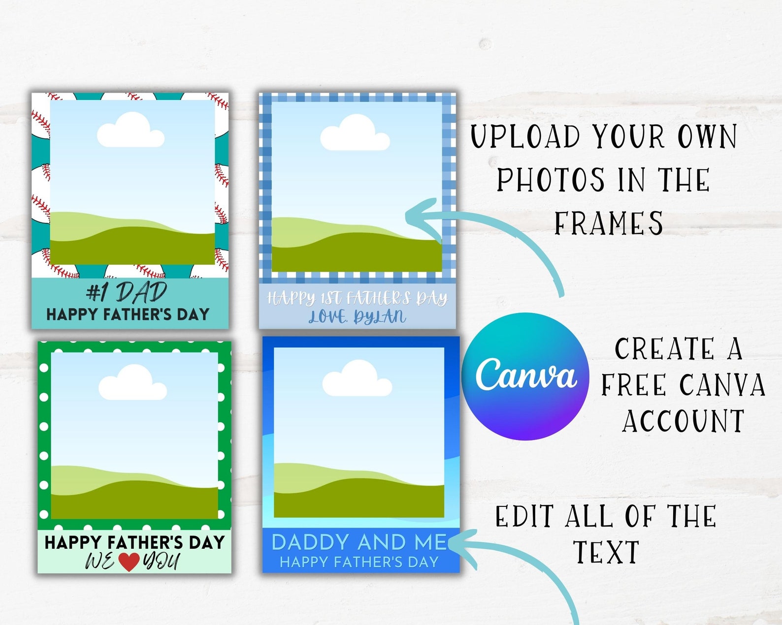 Printable Father's Day Photo Card Father's Day Frame Dad Photo Frame ...