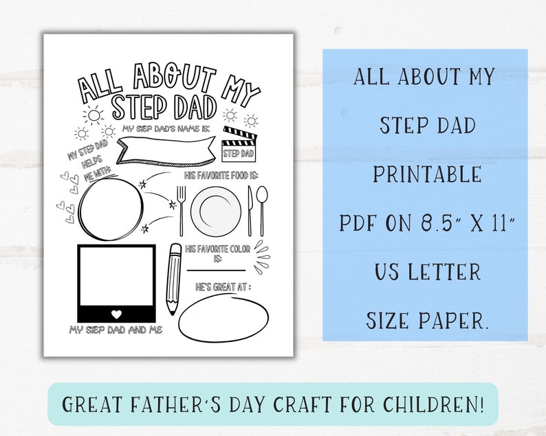All About My Step Dad Printable Fill in the Blank | Father's Day ...