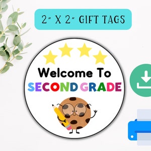 Welcome to Second Grade Gift Tags or Stickers | Back to School Tag ...