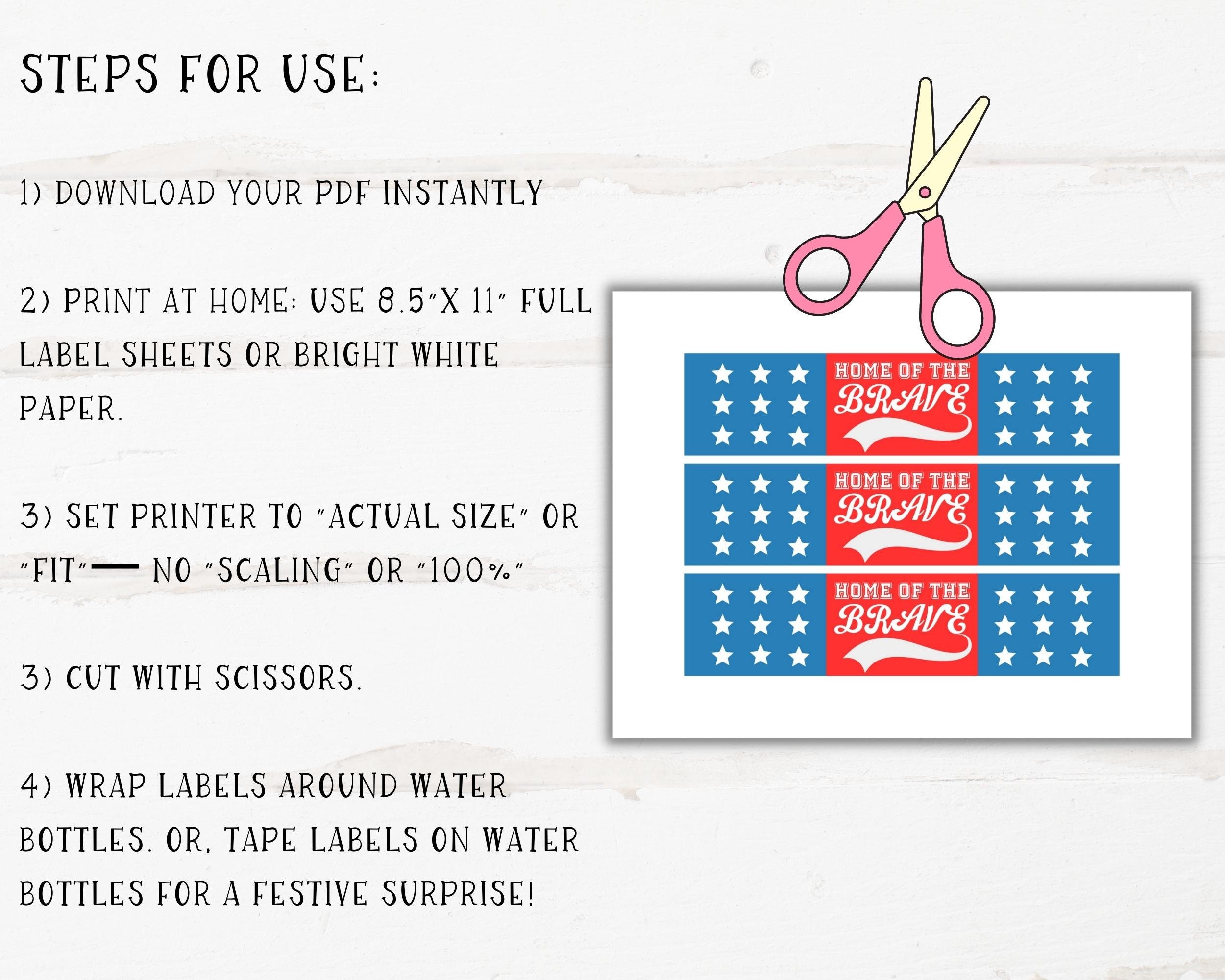 4th of July Home of the Brave Water Bottle Labels | Water Bottle ...