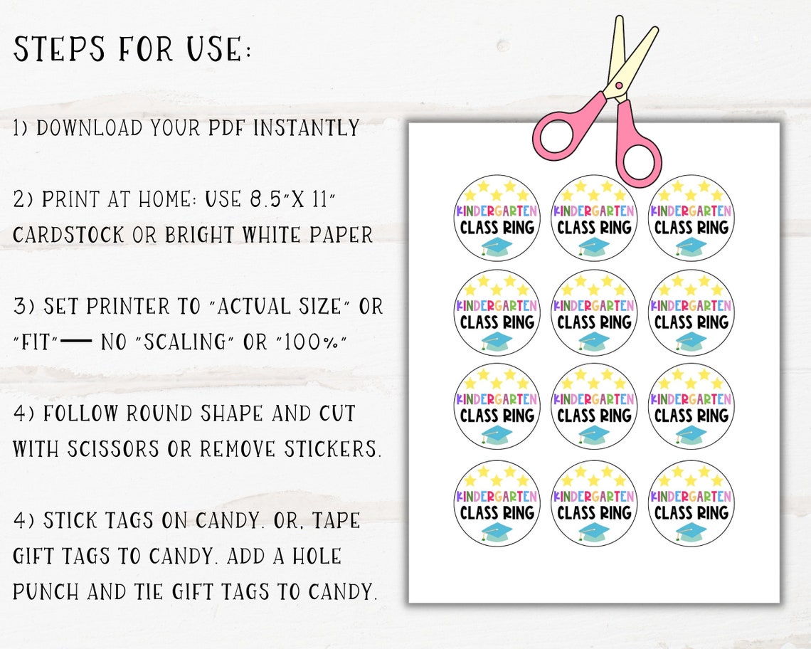 Kindergarten Graduation Class Ring Gift Tags or Stickers - Etsy